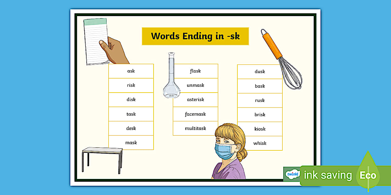Words Ending in -sk Word Mat (teacher made) - Twinkl