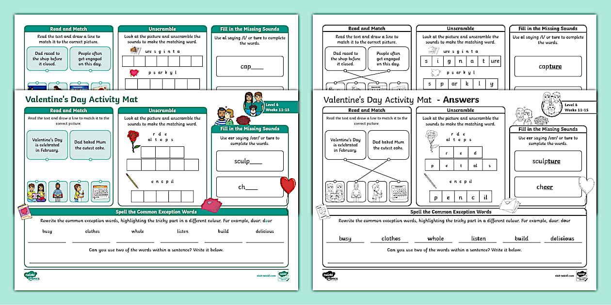 Level 6 Valentine’s Themed Activity Mat-Primary Resources