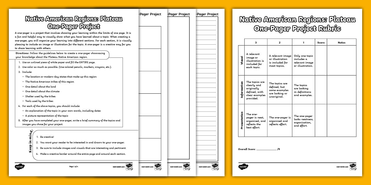 Native American Regions: Plateau One-Pager for 6th-8th Grade