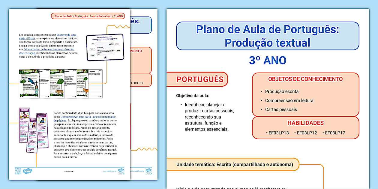 FREE! - Plano de aula 3º ano - Português: Produção textual