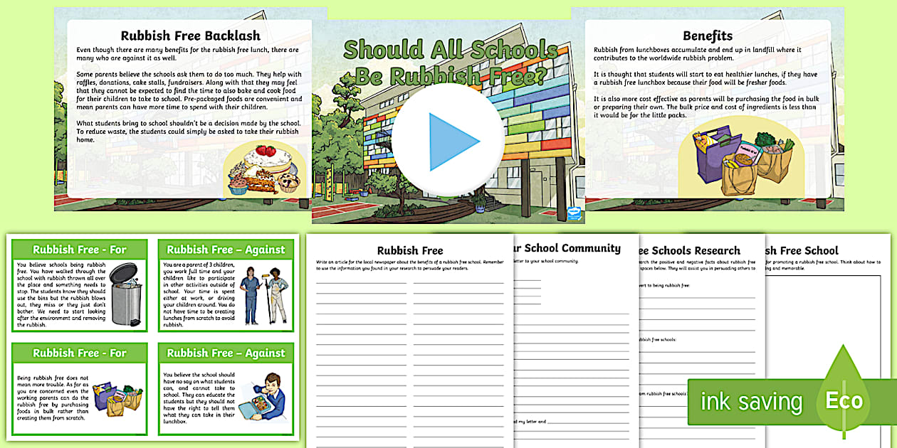 Rubbish Free Schools Debate Pack (teacher made) - Twinkl