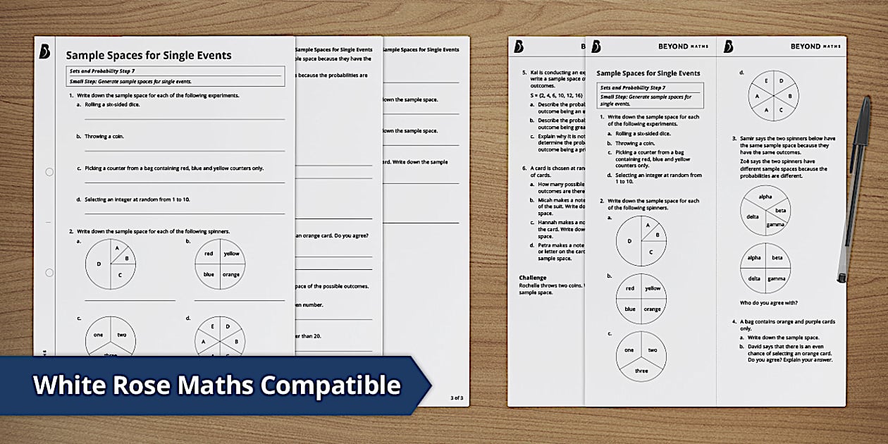👉 Sample Spaces for Single Events (teacher made) - Twinkl
