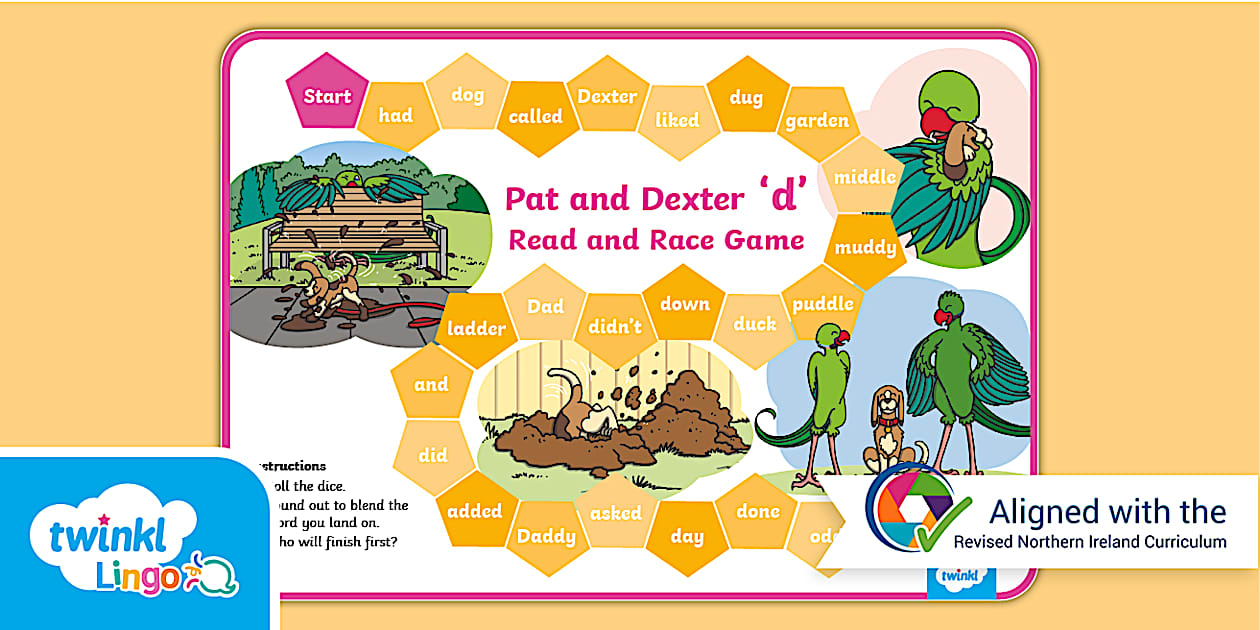 Pat and Dexter 'd' Read and Race Game (teacher made)