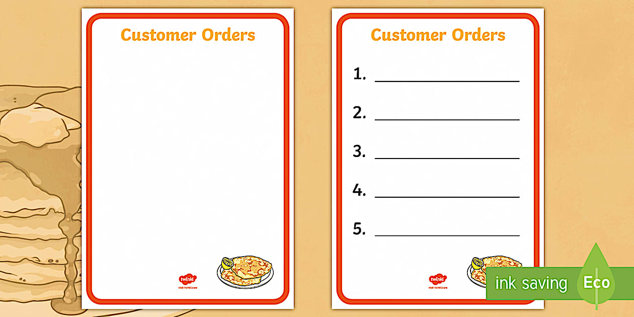 Pancake Cafe Role Play Order Forms (teacher made) - Twinkl