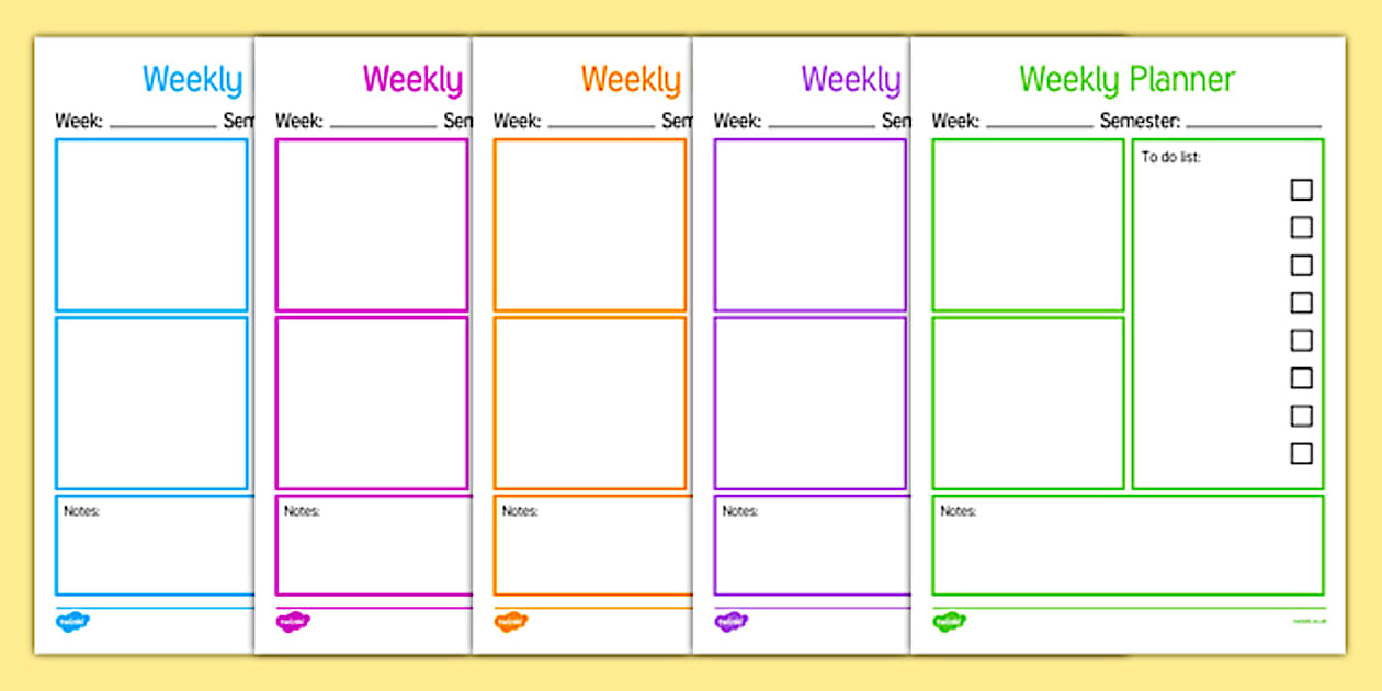 Black and White Weekly Teacher Planner - Twinkl