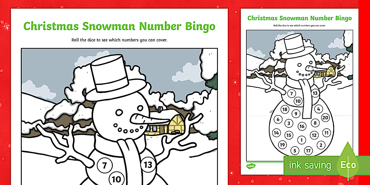 Christmas Snowman Number Bingo Activity (Teacher-Made)
