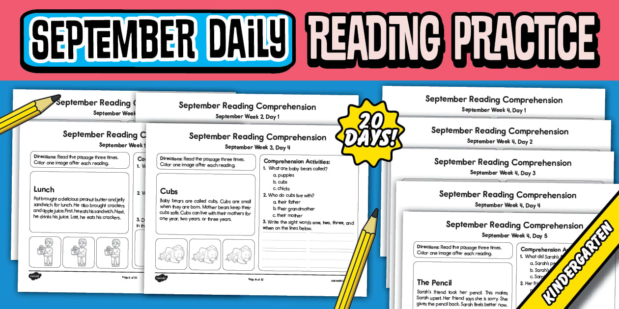 September Kindergarten Reading Comprehension Mats - Twinkl