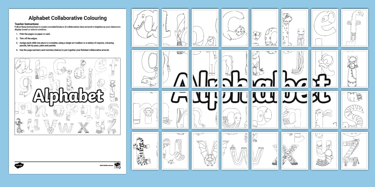 Alphabet Collaborative Colouring - Twinkl