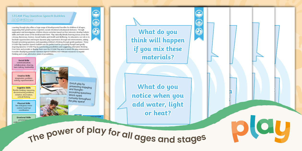 STEAM Play Question Speech Bubbles (teacher made) - Twinkl