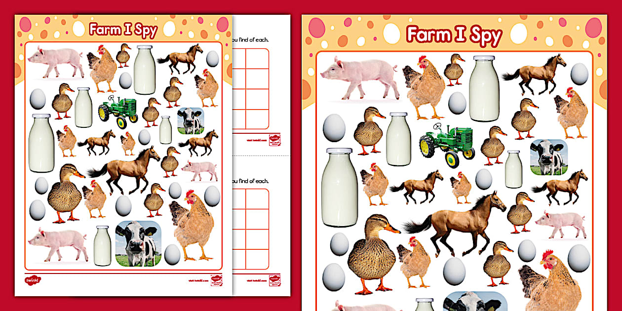 I Spy on the Farm Activity Sheet for Kids | Twinkl USA