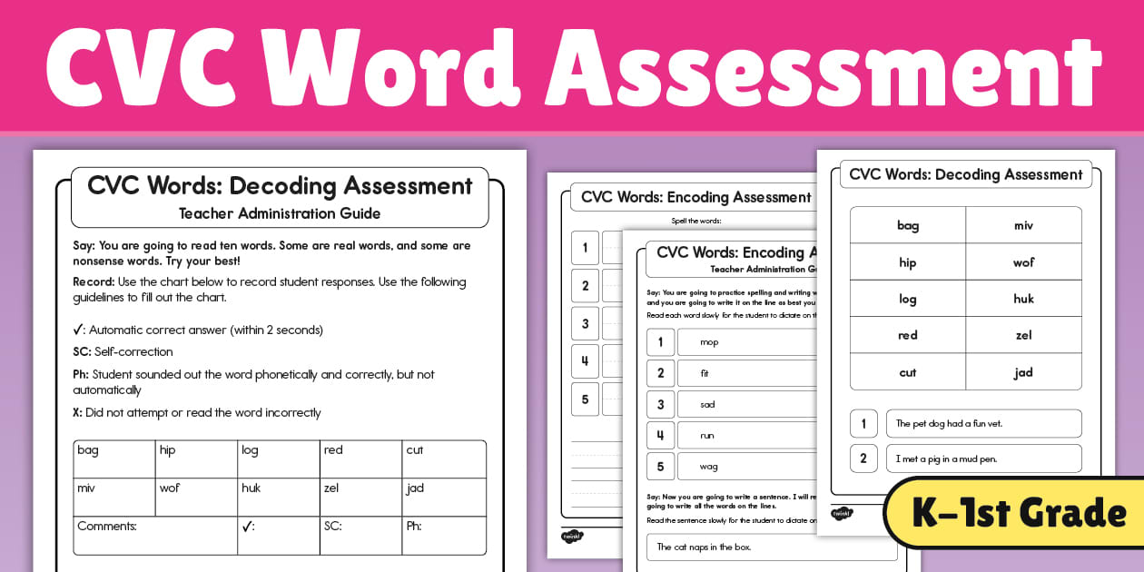 CVC Words: Decoding and Encoding Assessment (teacher made)