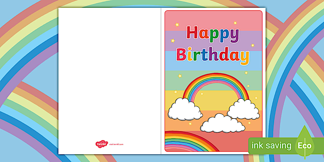 Rainbow Birthday Card (teacher made) - Twinkl