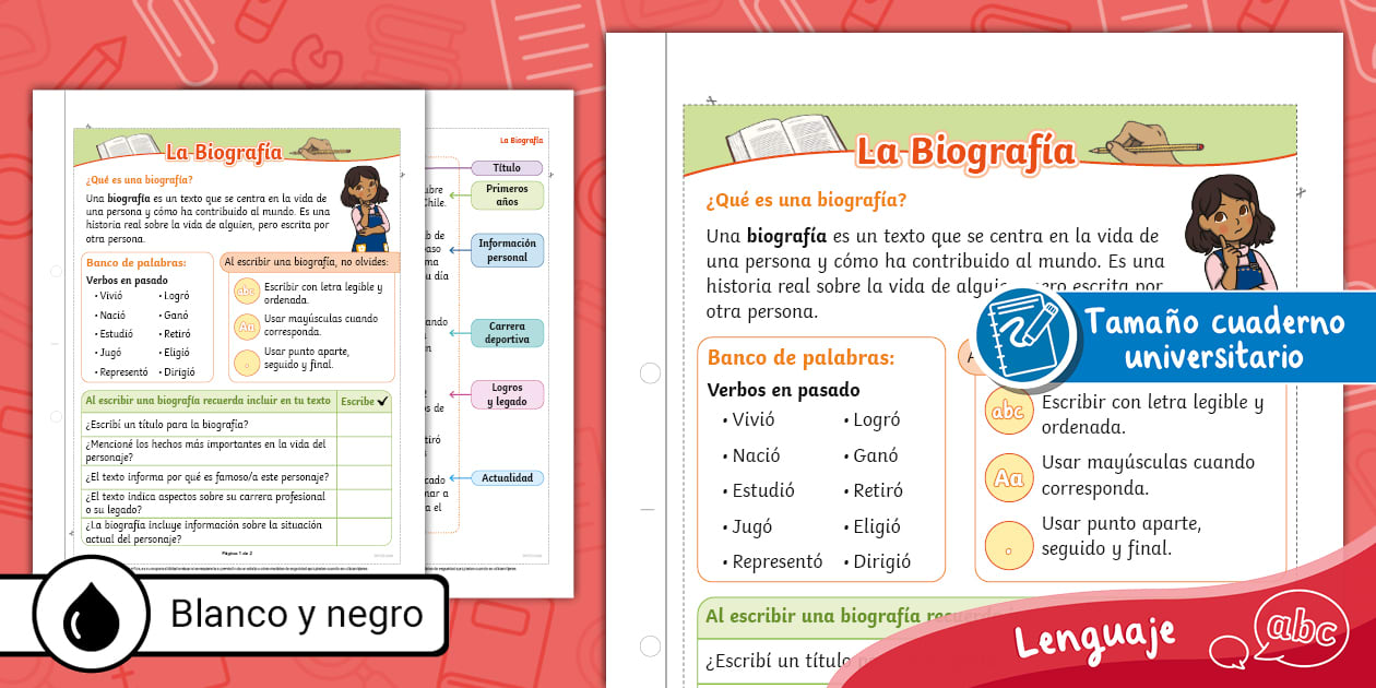 organizador de conocimientos | biografía | lenguaje | 4º