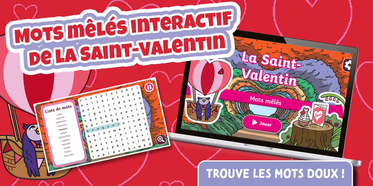 Mots mêlés interactif : La Saint-Valentin