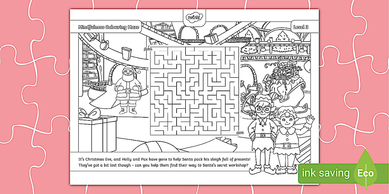 Christmas Mindfulness Colouring Maze – L3 – Twinkl