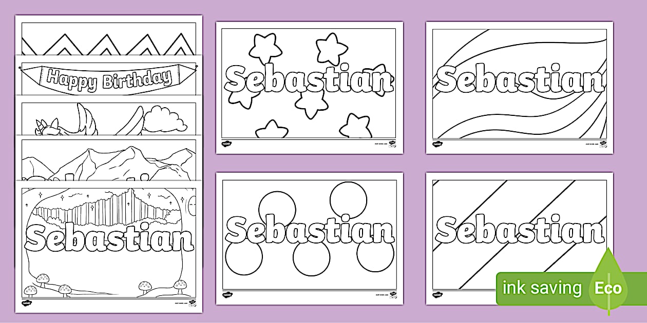 Sebastian Name Simple Colouring Activity Sheets | Twinkl KS1