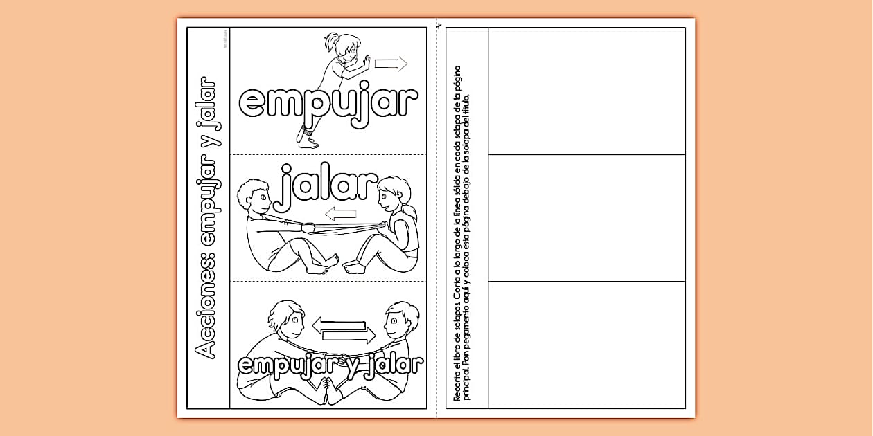 Libro de solapas: Fuerzas - empuja y jala - Twinkl