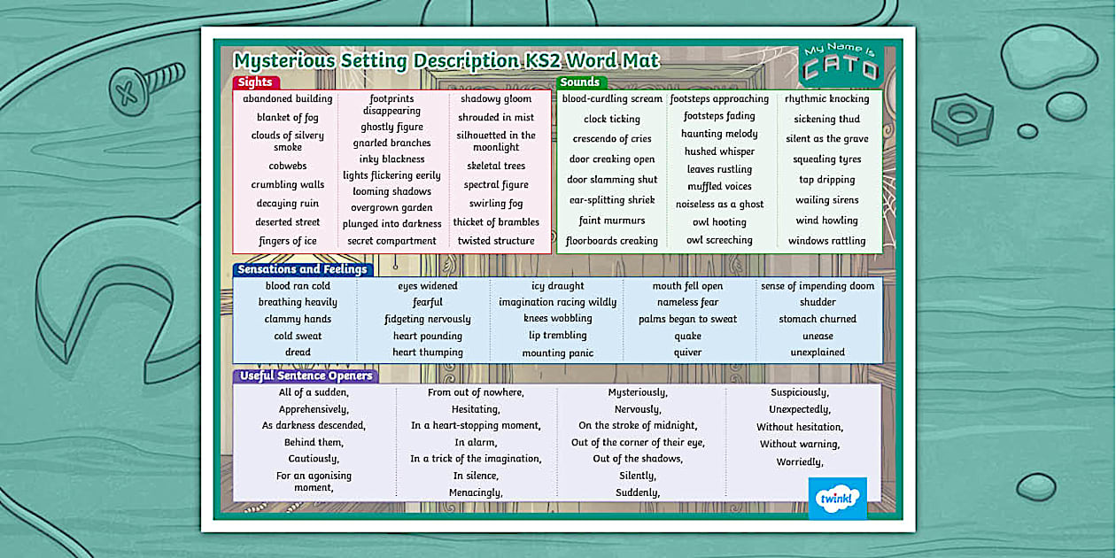 Mysterious Setting Description KS2 Word Mat (teacher made)