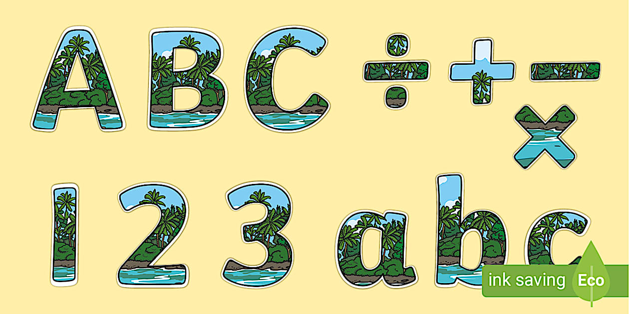 Editable Pacific Islands Themed Display Letters and Numbers Pack