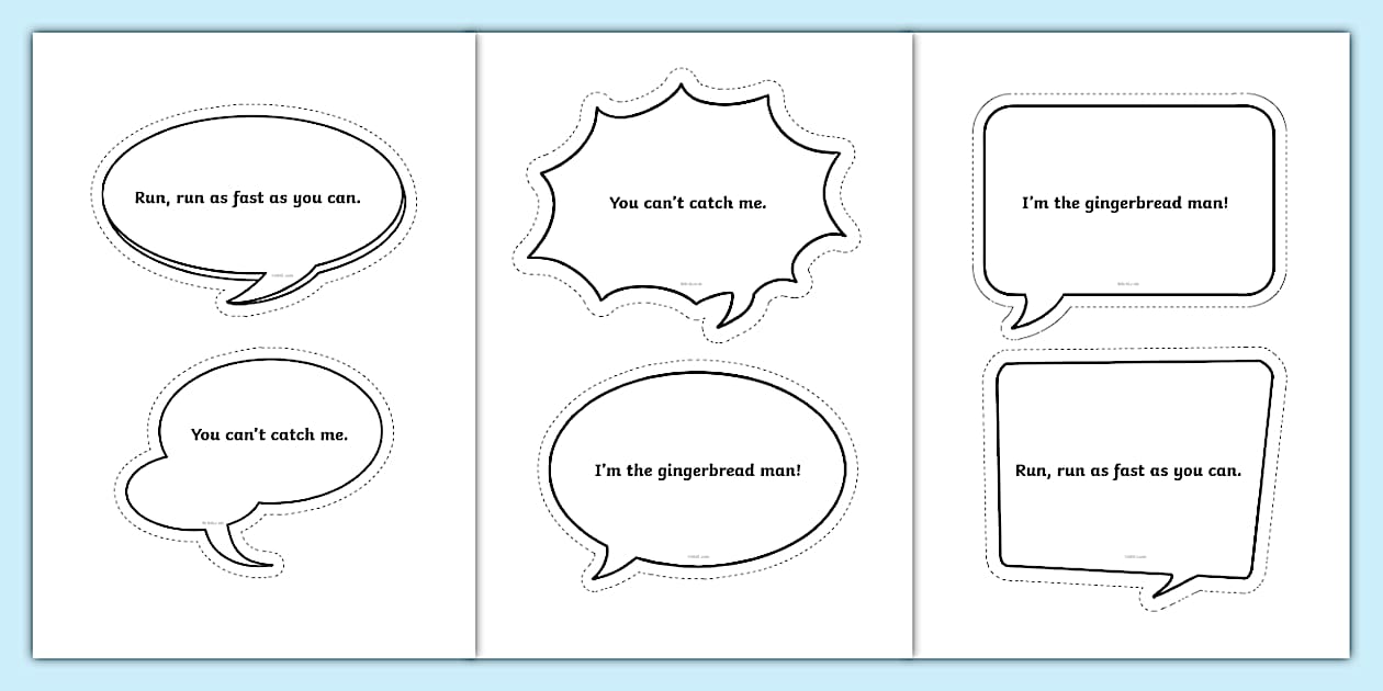 The Gingerbread Man Speech Bubbles Display Cut Outs - Twinkl