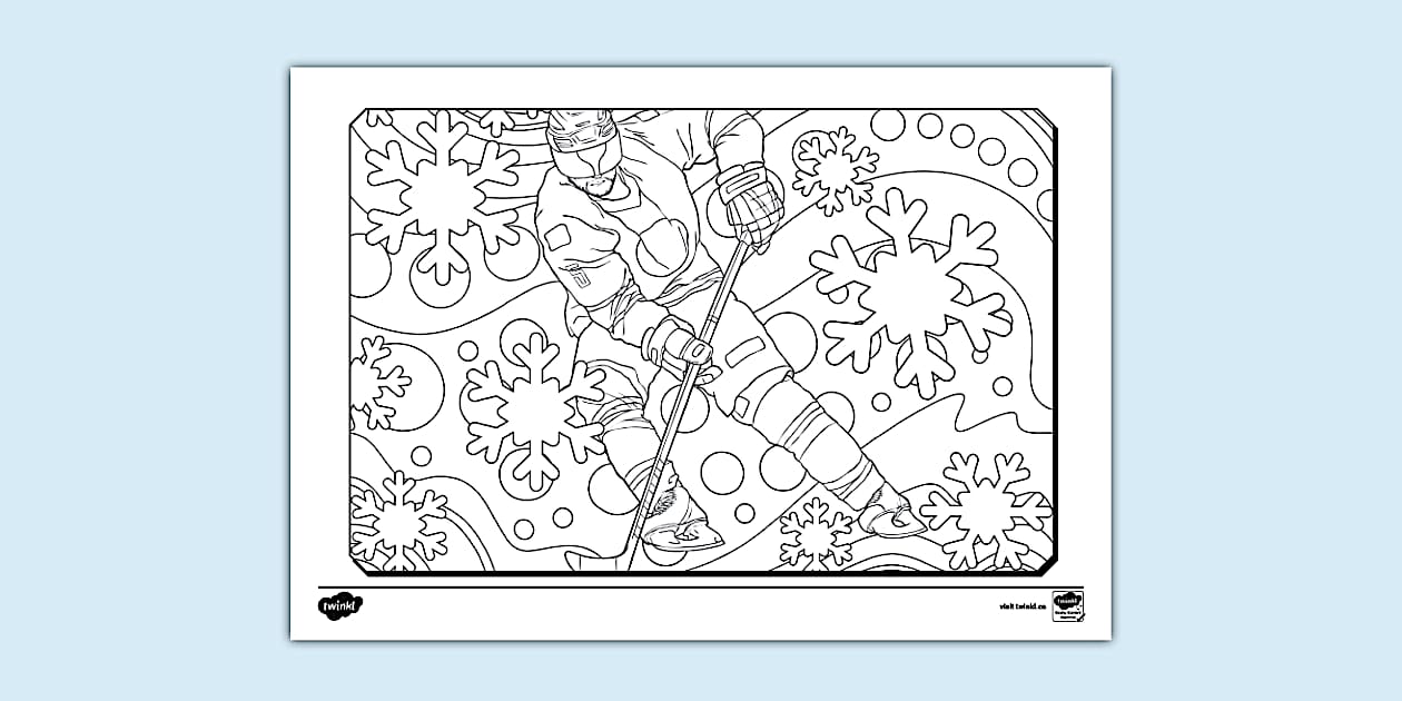 Ice Hockey Mindfulness Colouring Page (Teacher-Made)