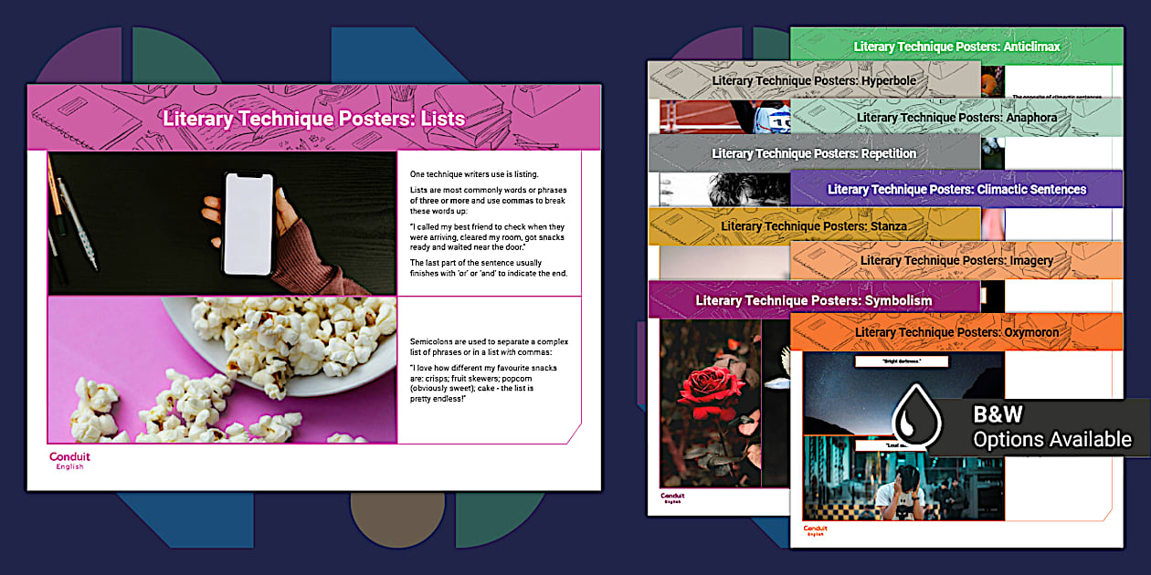 Literary Technique Poster Pack 1 (teacher made) - Twinkl