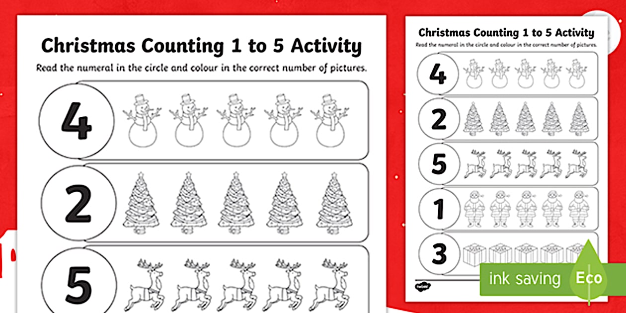 👉 Christmas Counting 1 to 5 Activity - Twinkl
