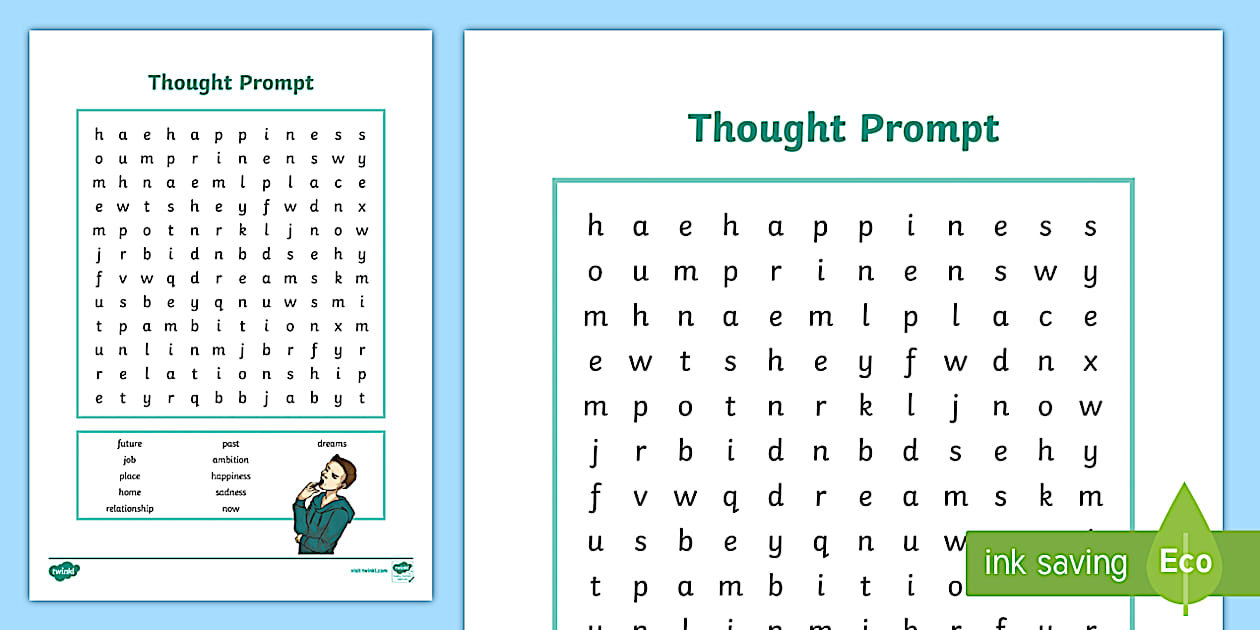 Thought Prompt Word Search Worksheet / Worksheet - Twinkl