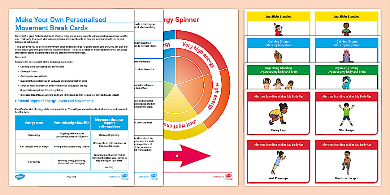 OT: Make Your Own Personalised Movement Break Cards Adult Guidance