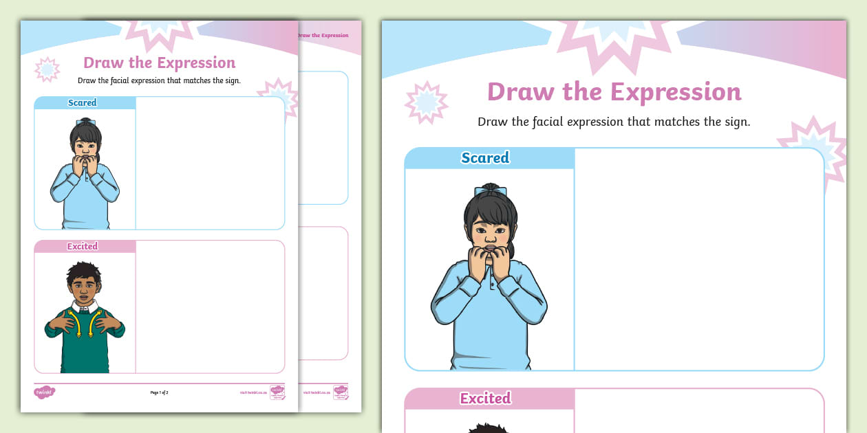 SASL Draw the Expression Worksheet (teacher made) - Twinkl