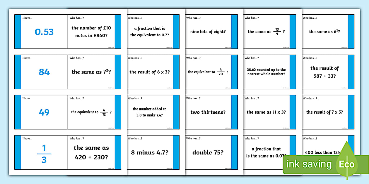 Year 6 Arithmetic Games - General Maths Loop Card Activity