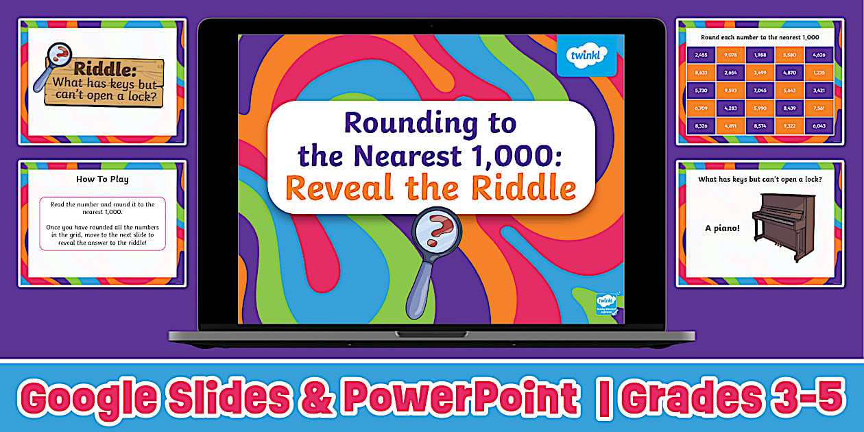 Fourth Grade Rounding to the Nearest 1,000 Reveal the Riddle