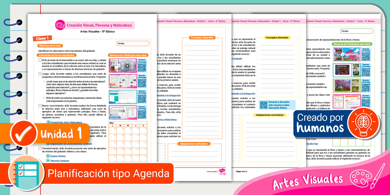 Planificación Agenda | Artes Visuales | Unidad 1 | 8°