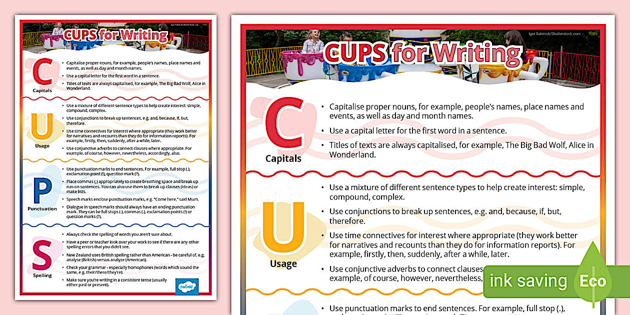 CUPS Poster for Senior Writing (teacher made) - Twinkl