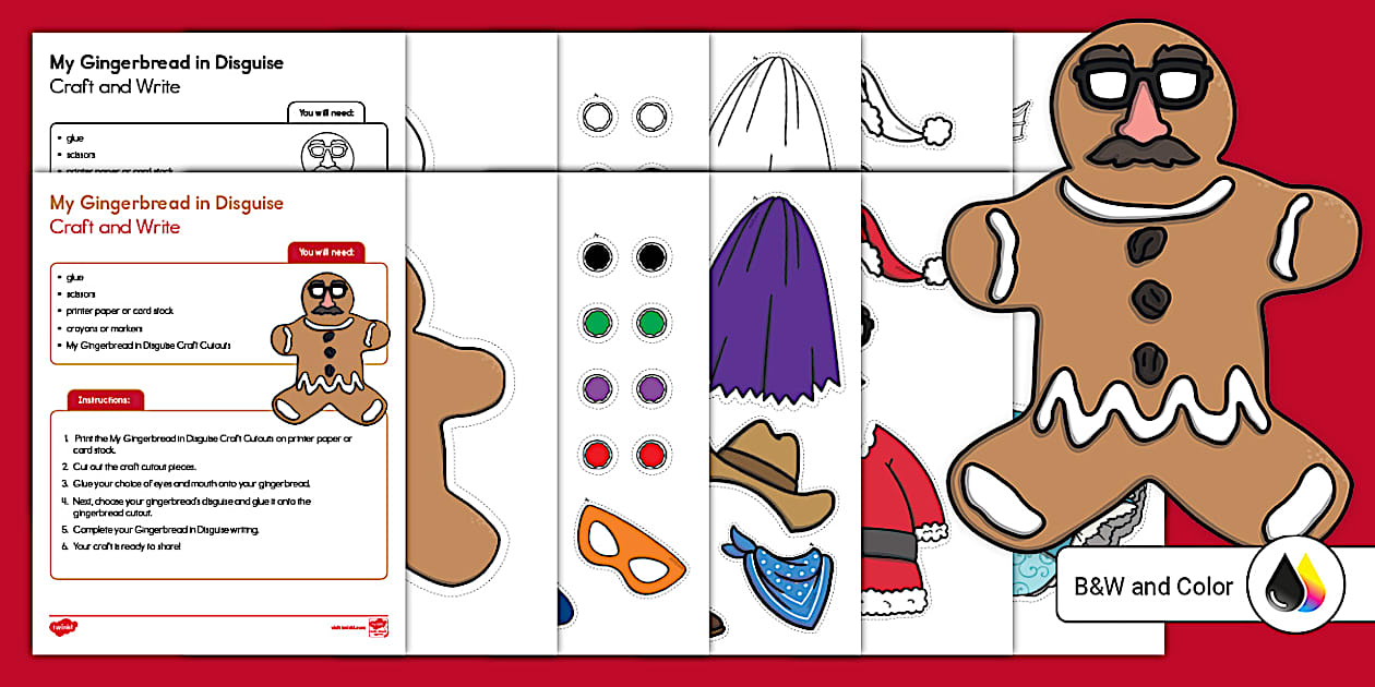 Gingerbread in Disguise Craft and Write Worksheet - Twinkl