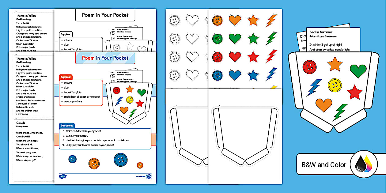 Poem in Your Pocket Worksheet (teacher made) - Twinkl