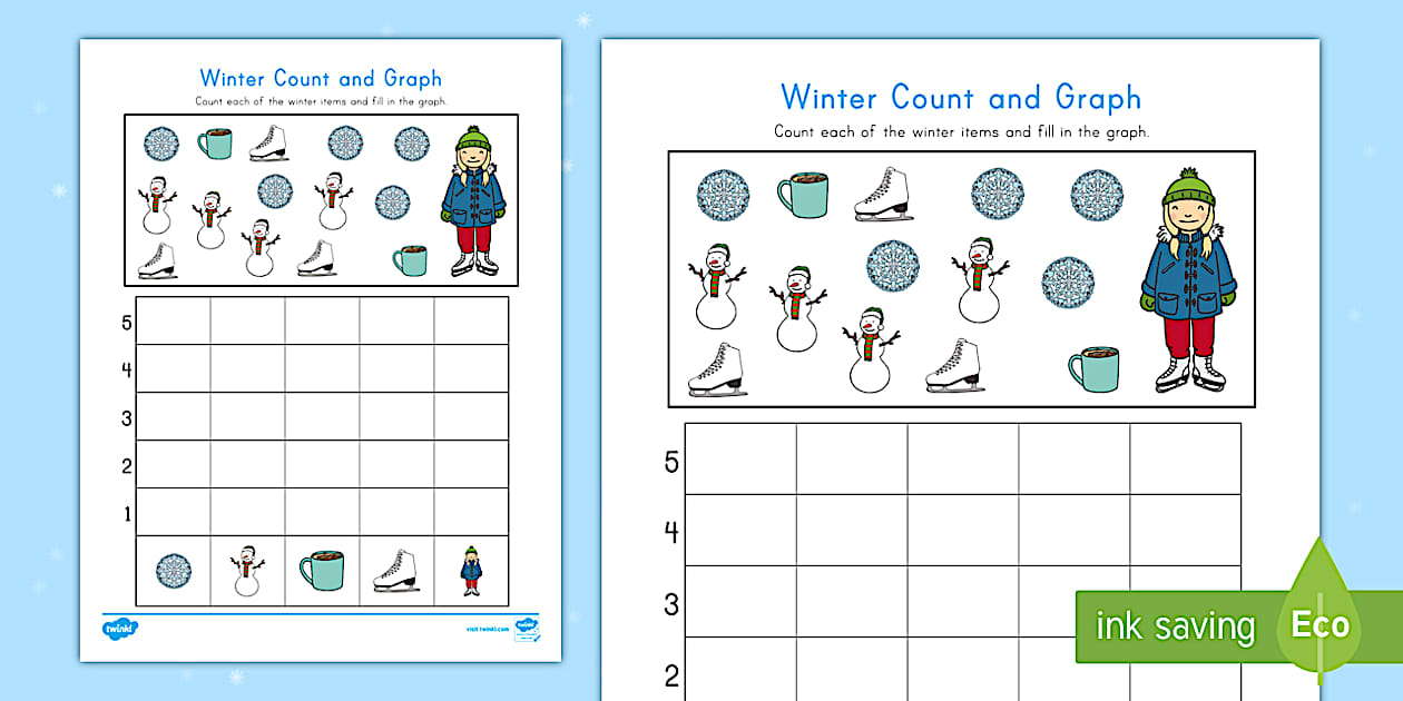 Winter Count and Graph 1-5 Worksheet (öğretmen yaptı)