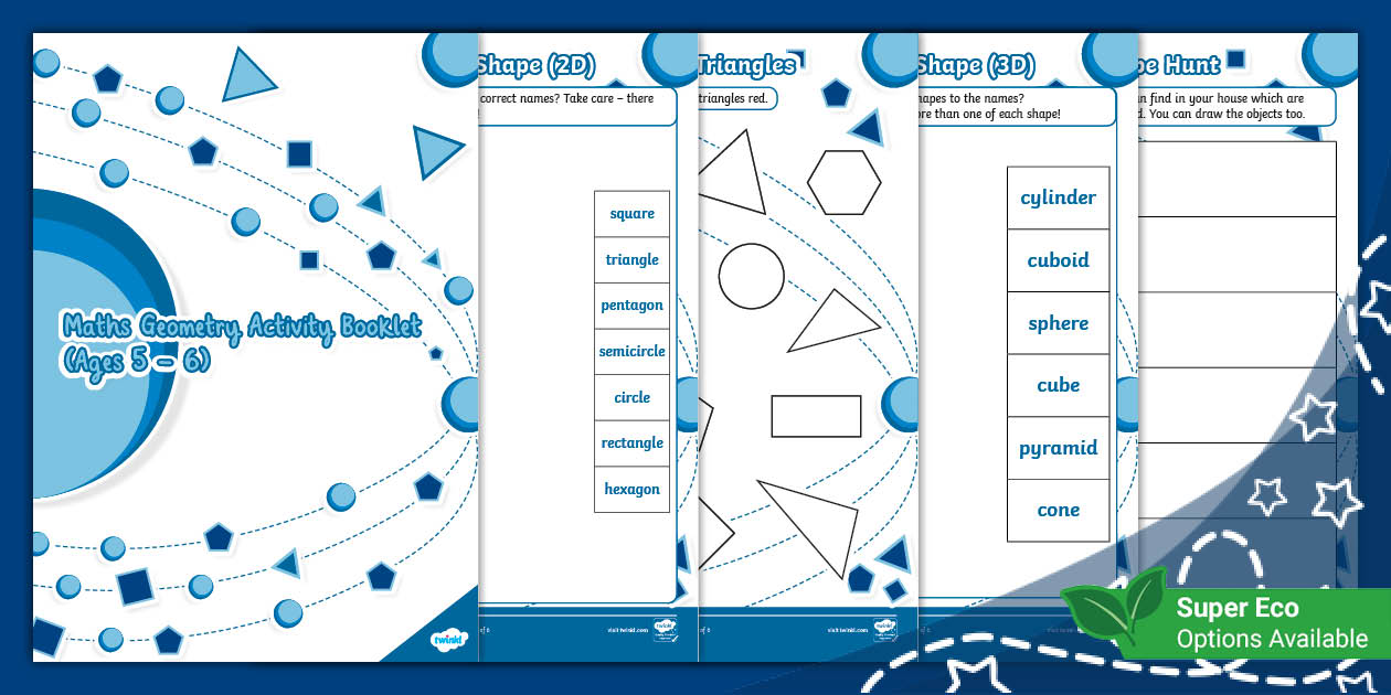 Maths Geometry Activity Booklet (Ages 5 - 6) - Twinkl