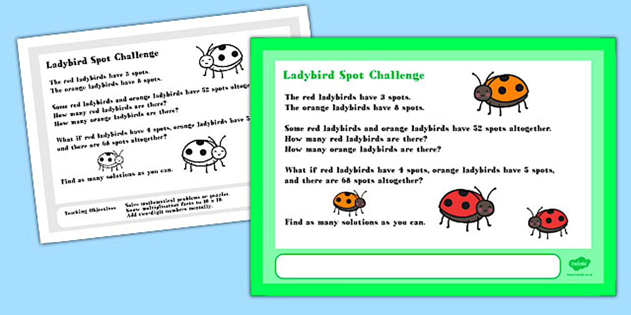 Ladybird Spot Maths Challenge A4 Display Posters - Twinkl