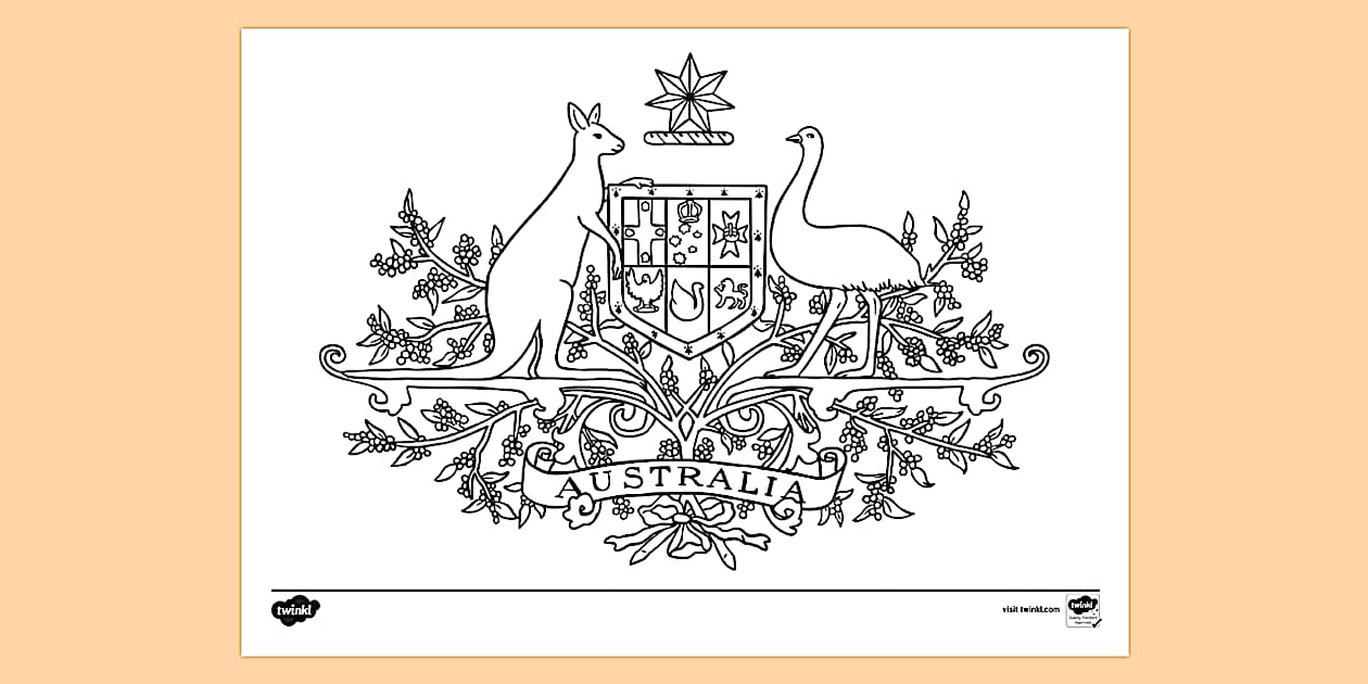 Australian Coat of Arms Colouring Sheet | Colouring Page