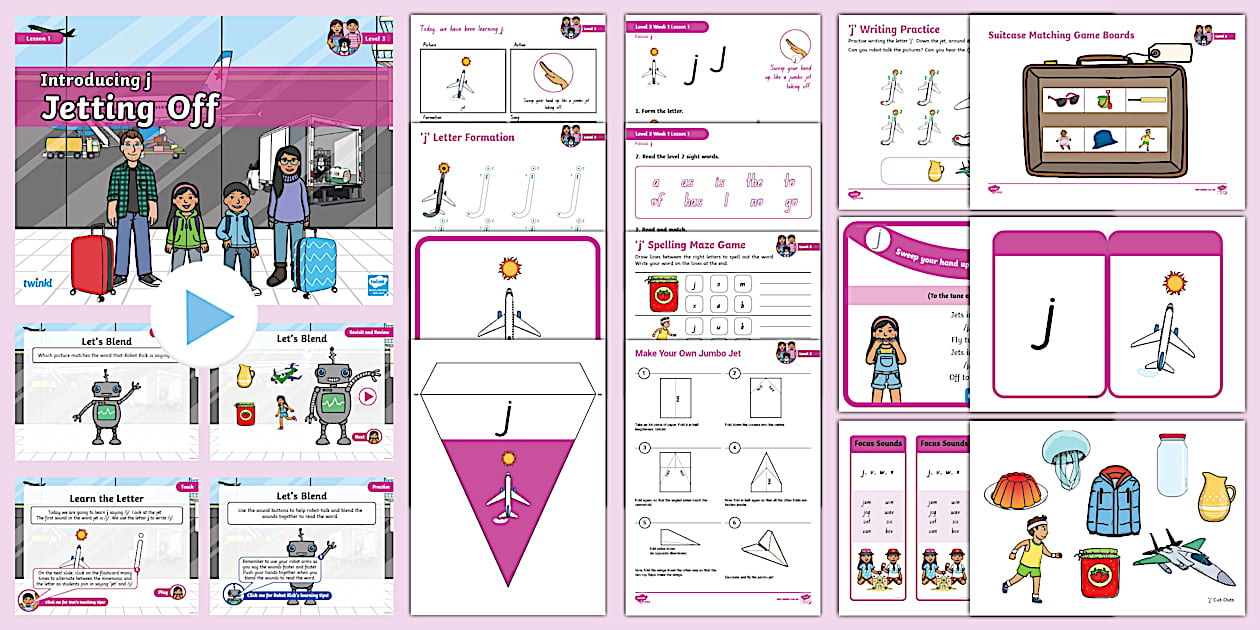 Twinkl Phonics Level 3 Week 1 Lesson 1: phonics letter 'j'
