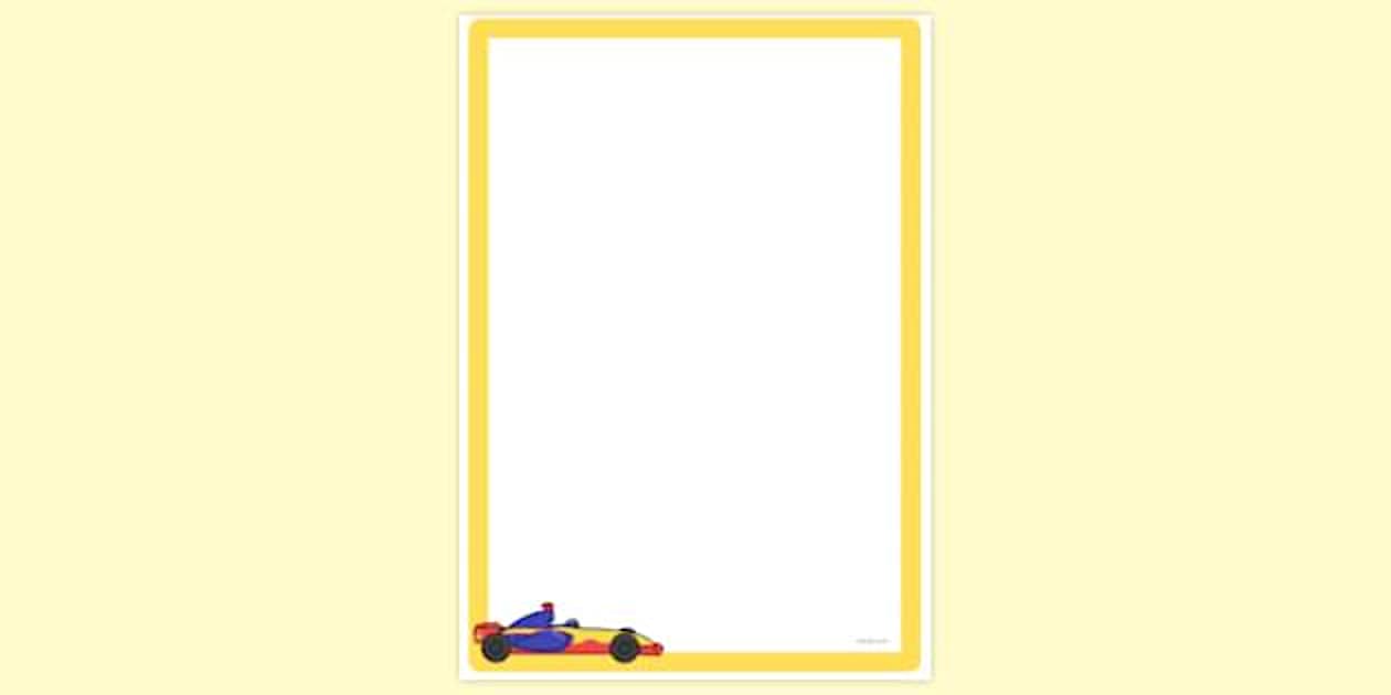 Simple Blank Race Car Page Border | Page Borders | Twinkl