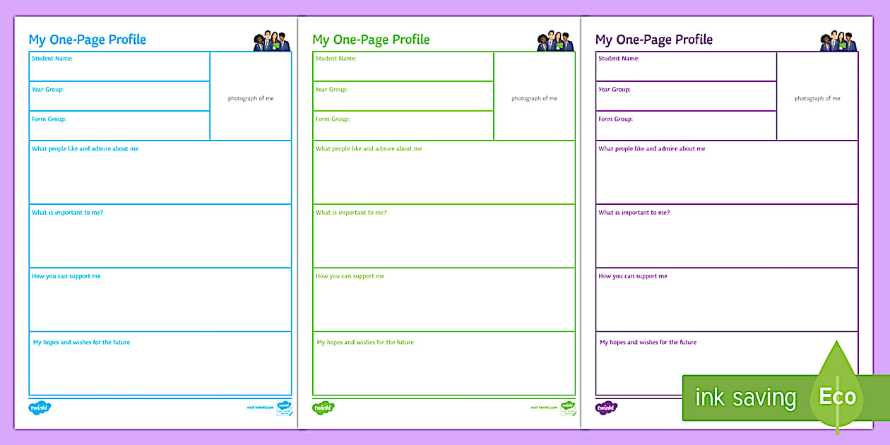 My One Page Profile Secondary (teacher made) - Twinkl