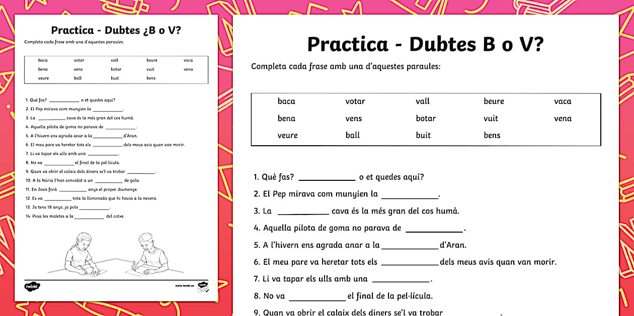 Fitxa d'activitat: Dubtes B o V? - Català