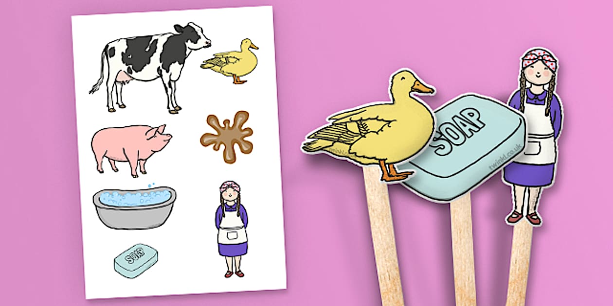 Washerwoman Stick Puppets (teacher made) - Twinkl