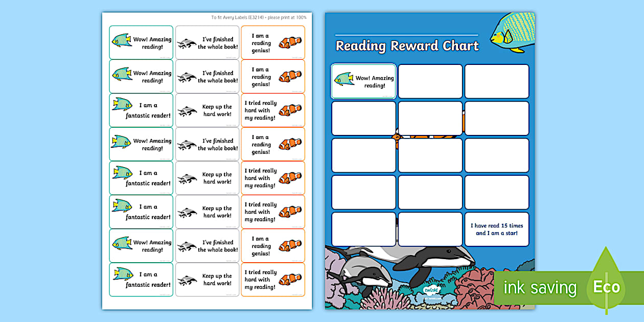 Editable Under the Sea-Themed Reading Sticker Reward Charts