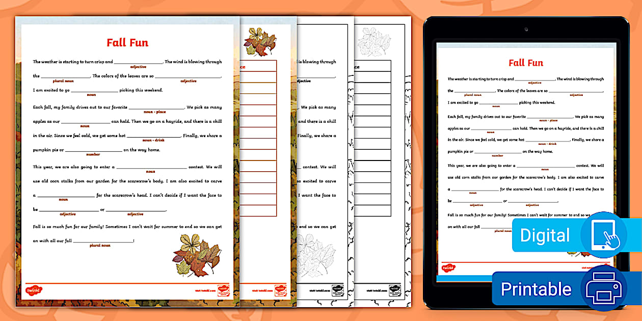 Fall Laugh Lib activity | 5th Grade ELA Resource | Twinkl USA