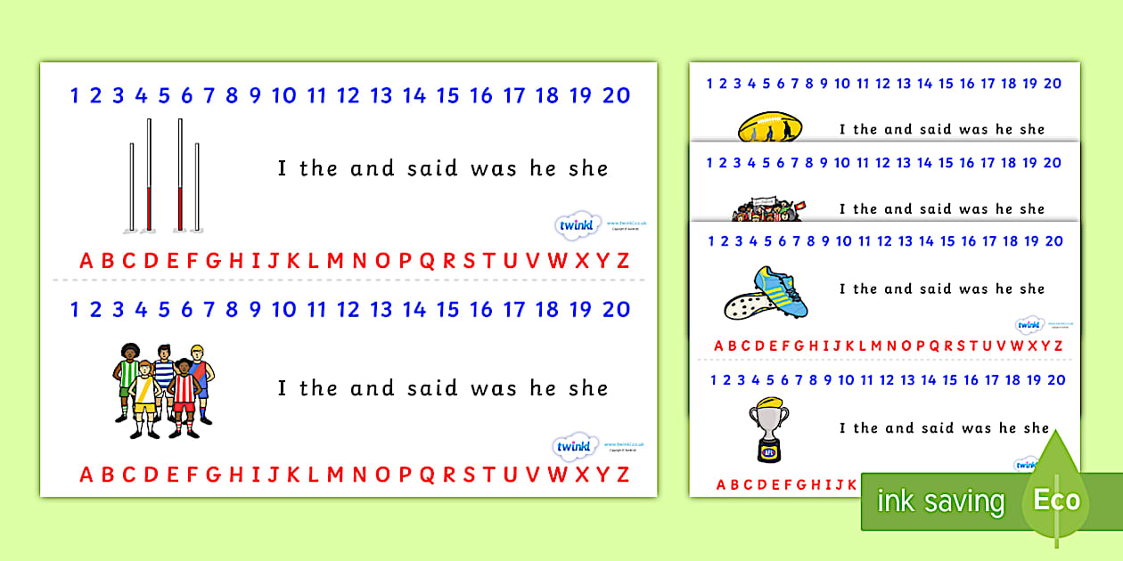 Australian Football League Combined Number Alphabet Strips