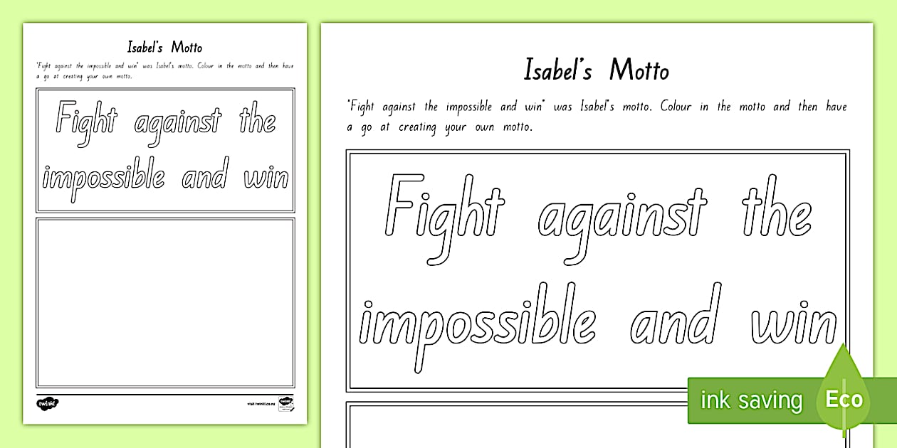 Term 1 Week 6 Year 7 & 8 Chapter Chat Isabel's Motto Activity to Support