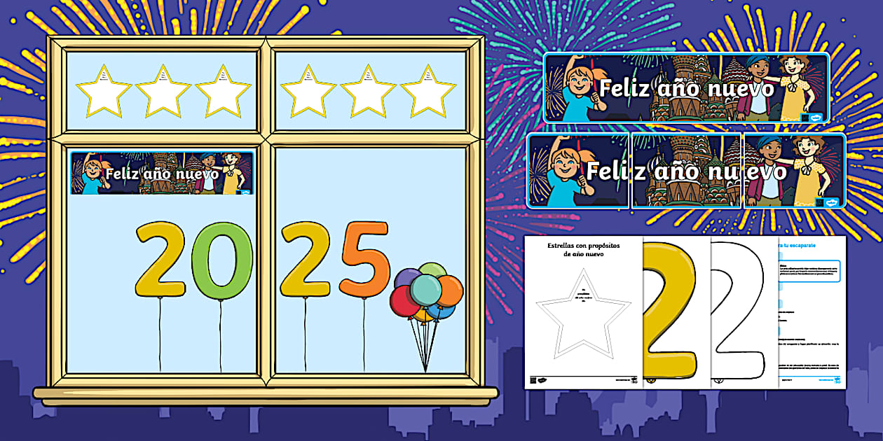 Decoración para ventana de año nuevo (teacher made)